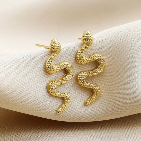chichigems | Jewelry | Gold Serpent Snake Stud Earrings New | Poshmark